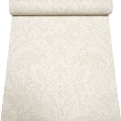 Cream Beige Damask Wallpaper Metallic Shimmer Textured Feature Wall ...