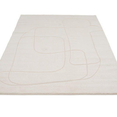 Cream Beige Free-Form Velvety Soft Rug 120x170cm
