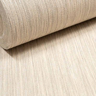 Cream & Beige Mix Stripe Wallpaper Metallic Shimmer Thick Vinyl ...