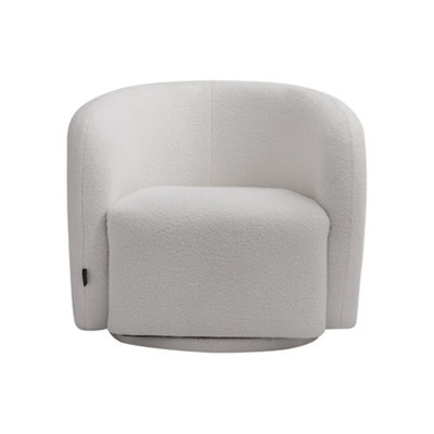 Cream Boucle Upholstered Swivel Tub Chair Armchair Bucket Chair 75 cm W ...