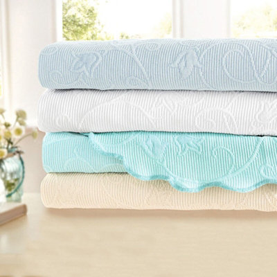 Cream Gabriella Bedspread - Machine Washable Bedding with Floral Design ...