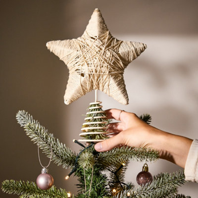 Cream Jute Star Christmas Decorations Tree Topper