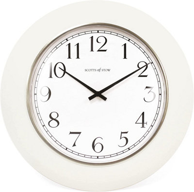 Cream Large Round Wall Clock - Modern Battery-Operated Arabic Numerals ...