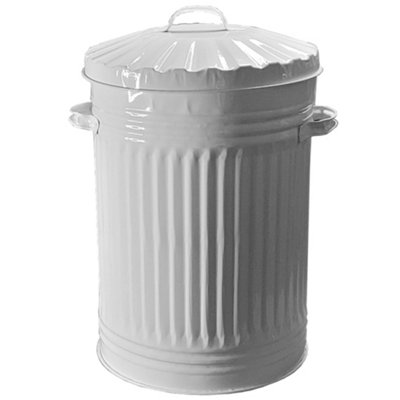 Cream Metal Bin Retro Galvanised Dustbin Vintage Style Steel Bin - 45L ...