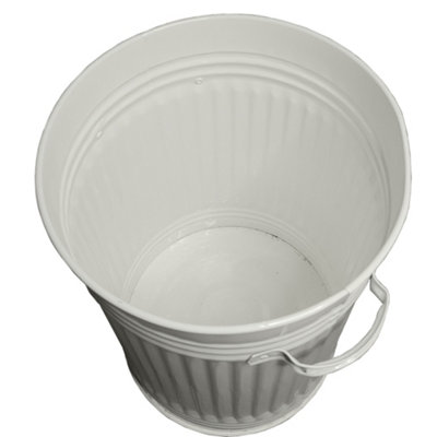 Cream Metal Bin Retro Galvanised Dustbin Vintage Style Steel Bin - 90L