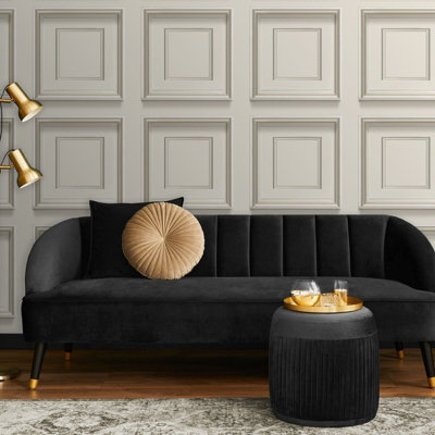 Cream Panel Effect Wallpaper Metallic Gold Realistic 3D Wood Effect ...