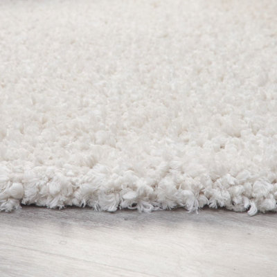 Cream Plain Shaggy Rug, Anti-Shed Modern Rug, Handmade Cream Rug for ...