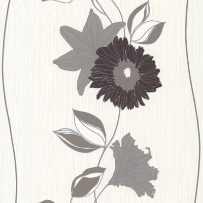 Cream Taupe Flower Patterned Wallpaper, Paste the Wall Non-Woven Vinyl ...