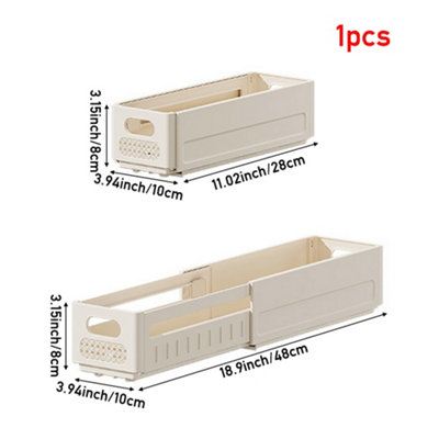 Cream White Collapsible Expandable Drawer Desktop Storage Organiser,Size S