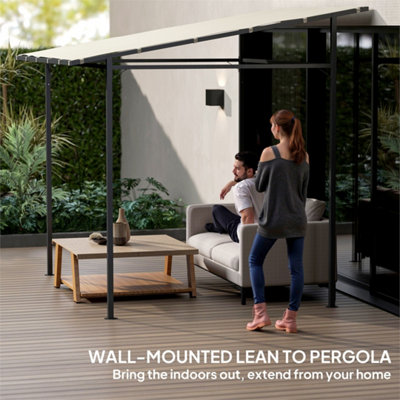 Cream White Wall Mounted Pergola Gazebo