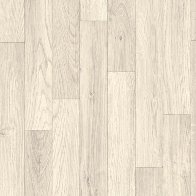 Cream Wood Effect Anti-Slip Vinyl Flooring For LivingRoom, Hallways ...