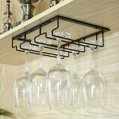 Creative 3 Slots Rack Under Cabinet Wine Glass Storage Hanger for Bar