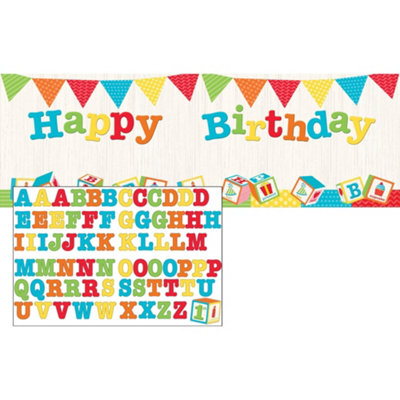 Creative ABC Giant Happy Birthday Banner With Stickers Multicoloured ...