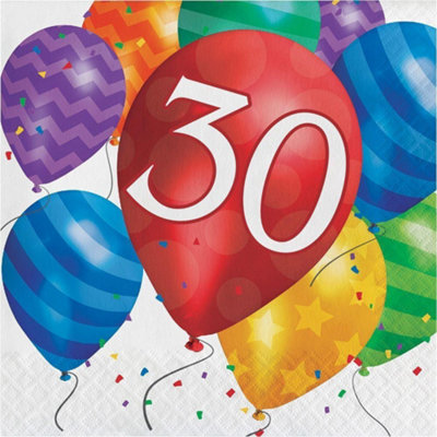 Creative Converting Balloons 30th Birthday Disposable Napkins (Pack of ...