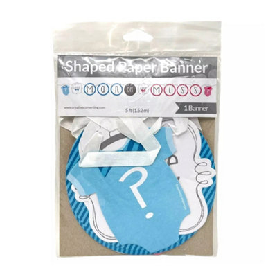 Creative Converting Little Man Or Miss Gender Reveal Banner White/Blue ...
