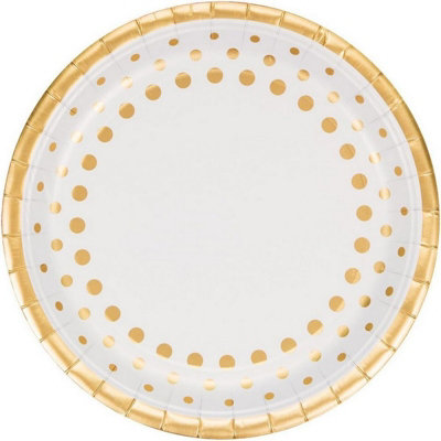 Creative Converting Paper Sparkle Dinner Plate (Pack of 8) Gold/White ...