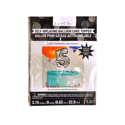 Creative Converting Self-Inflating Balloon Cake Topper Silver (One Size ...