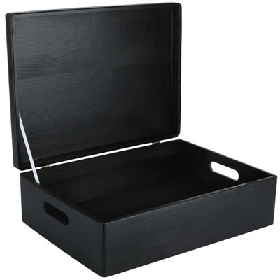 Creative Deco Black Rectangular Storage Box 40 x 30 x 14 cm (+/-1 cm ...