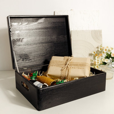 Creative Deco Black Rectangular Storage Box 40 x 30 x 14 cm (+/-1 cm ...