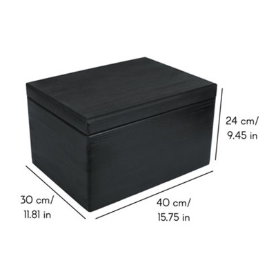 Creative Deco Black Rectangular Storage Box 40 x 30 x 24 cm (+/-1 cm ...