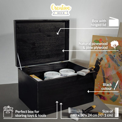 Creative Deco Black Rectangular Storage Box 40 x 30 x 24 cm (+/-1 cm ...