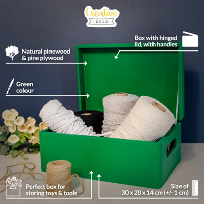 Creative Deco Green Rectangular Storage Box 30 x 20 x 14 cm (+/-1 cm ...