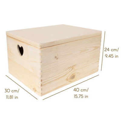 Creative Deco Unpainted Rectangular Storage Box 40 x 30 x 24 cm (+/-1 ...