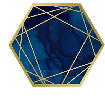 Creative Paper Octagon Disposable Plates (Pack of 8) Blue/Gold (One ...