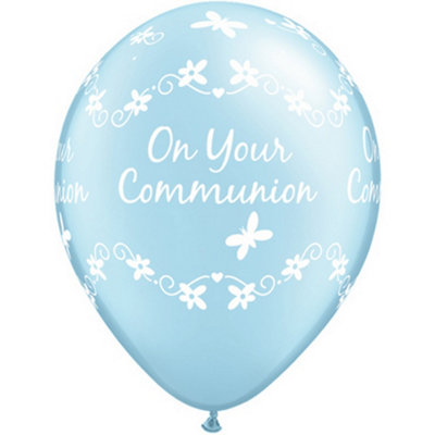 Creative Party 12 Inch Butterfly Design Communion Balloons Pearl Blue ...