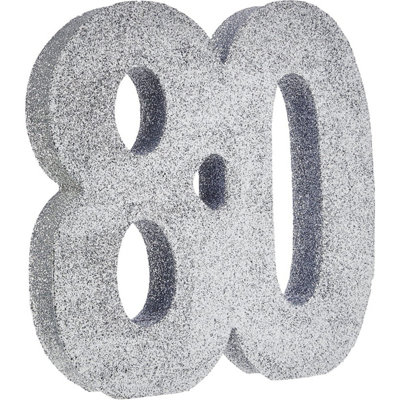 Creative Party Glitter 80th Table Decoration Silver (One Size)