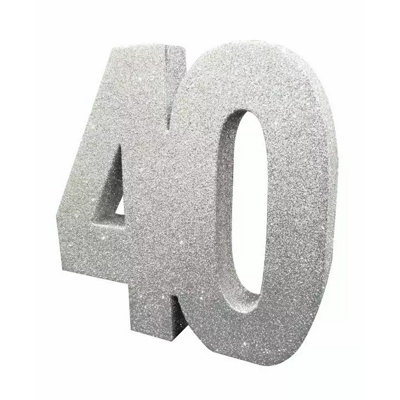 Creative Party Number 40 Glitter Decoration Silver (One Size)