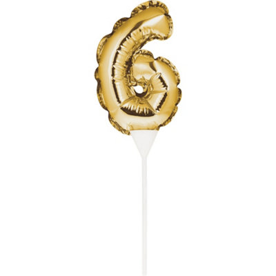 Creative Party Number 6 Inflatable Balloon Cake Topper Gold (One Size)