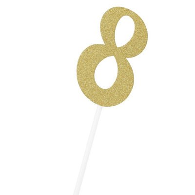 Creative Party Number 8 Glitter Cake Topper Gold (One Size)