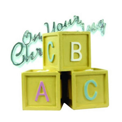 Creative Party On Your Christening Baby Blocks Cake Topper Green/Yellow ...