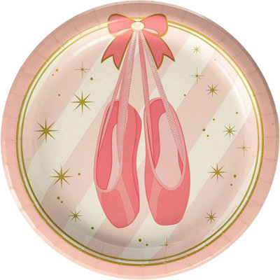 Creative Party Paper Ballet Shoes Disposable Plates (Pack of 8) Pink ...
