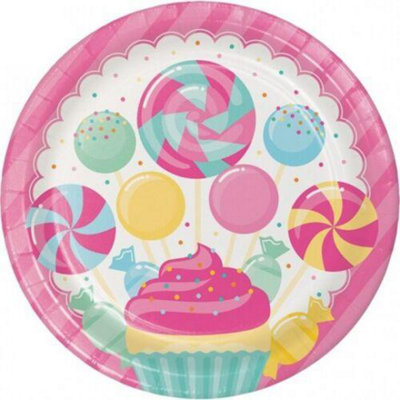 Creative Party Paper Candy Dinner Plate (Pack of 8) Pink/White/Blue ...