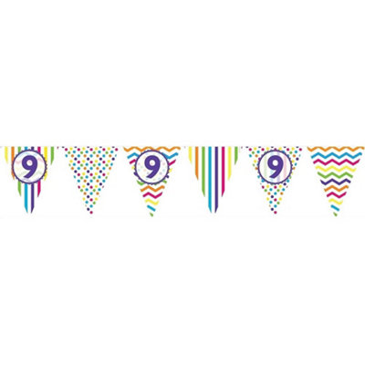 Creative Party Paper Pennant 9th Birthday Banner Multicoloured (One Size)