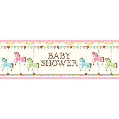 Creative Party Plastic Carousel Baby Shower Banner Cream/Pink/Green ...
