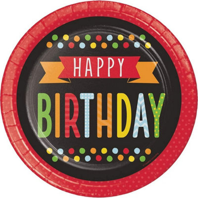 Creative Party Polka Dot Birthday Dinner Plate (Pack of 8 ...