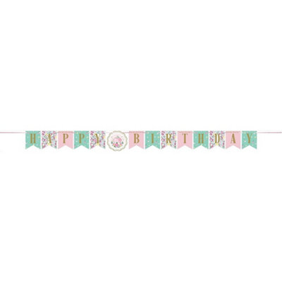 Creative Party Ribbon Floral Happy Birthday Banner Multicoloured (One Size)