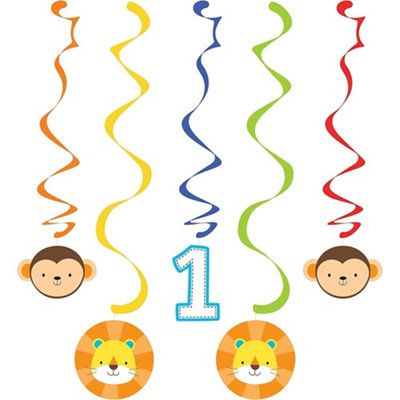Creative Party Zoo Animals Hanging Decoration (Pack of 5) Multicoloured ...