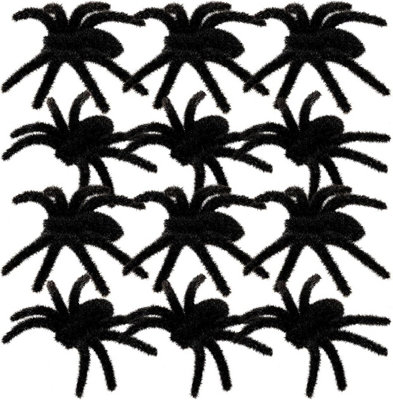 Creepy Decor 12pcs Fake Spiders Simulated Spider Flocking Creepy Spider ...