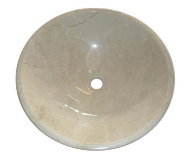 Crema Marfil marble Stone Round Bowl Bathroom Wash Basin 400mm diameter ...