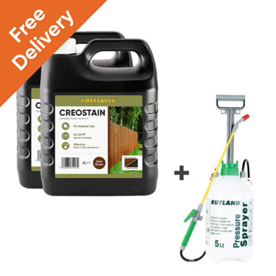 Creosote Creocoat Substitute x2 Qty - 4L Creostain + Sprayer Fence ...