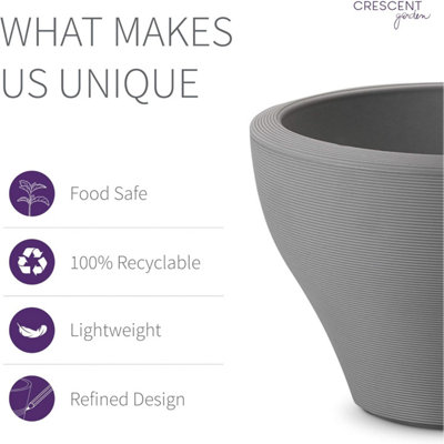 Crescent Garden Juno Round Pot Planter Large Outdoor/Indoor Pot 20-inch in Alpine White