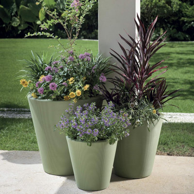 Crescent Garden Madison Round Pot Planter Large Outdoor/Indoor Pot 16 ...