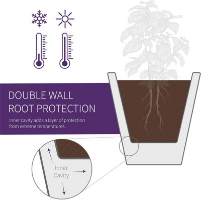 Crescent Garden Madison Round Pot Planter Large Outdoor/Indoor Pot 16 ...