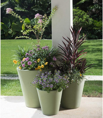 Crescent Garden Madison Round Pot Planter Large Outdoor/Indoor Pot 20 ...