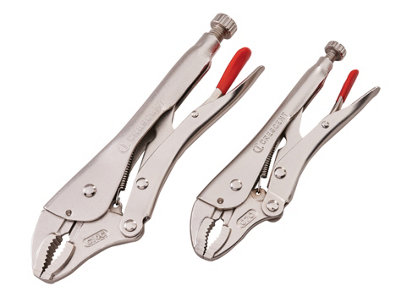 Cresent Locking Molegrip Pliers Set of 2 With Curved Jaw & Wire Cutter ...