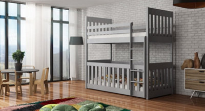 Cris Contemporary Pine Bunk Bed with Cot Bed in Grey (L)1980mm (H ...